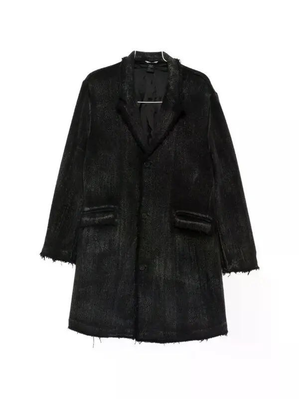 Avant Toi Woven Leather Coat - Black