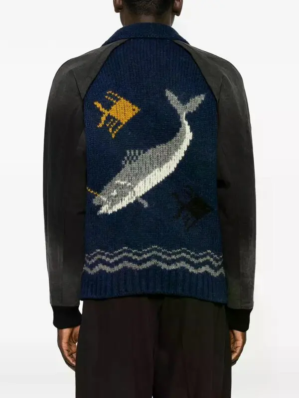 KHOKI Intarsia-knit Panelled Cardigan