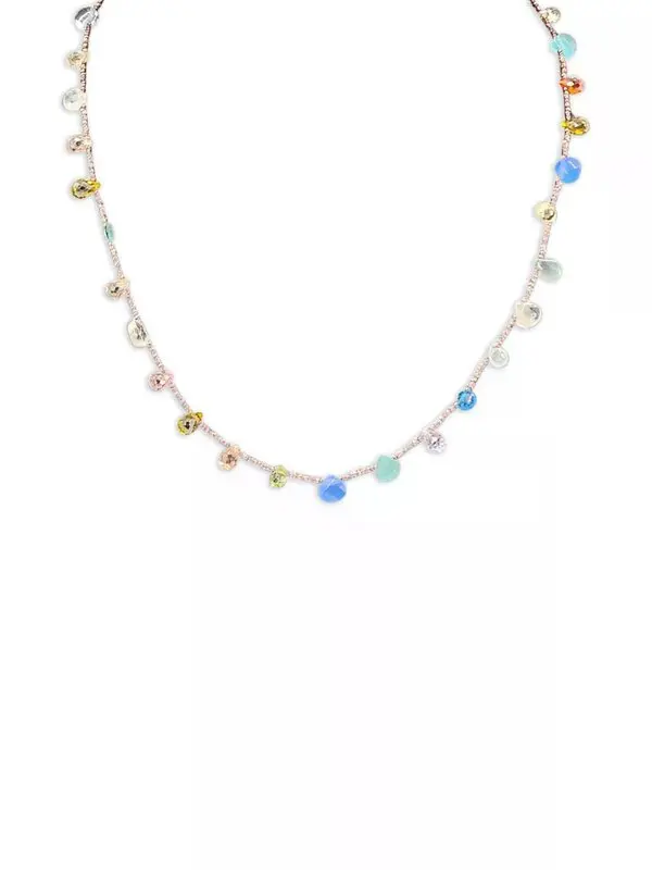 MADISON Gemstone-embellished Beaded Necklace - Blue