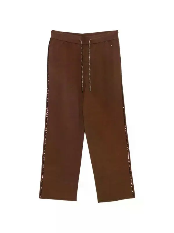 Marina Rinaldi Sequin-embellished Drawstring Track Pants - Brown