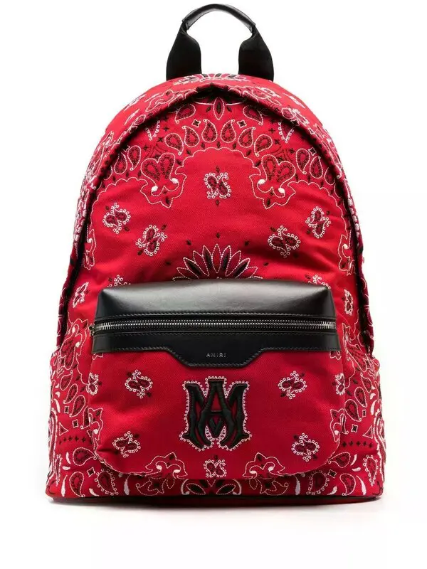 Amiri Bandana-embroidered Leather Trimmed Backpack