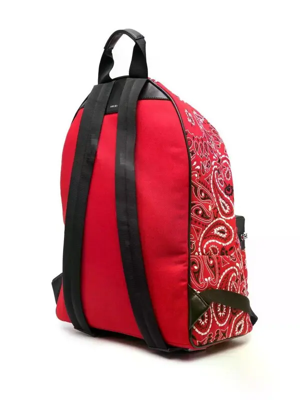 Amiri Bandana-embroidered Leather Trimmed Backpack