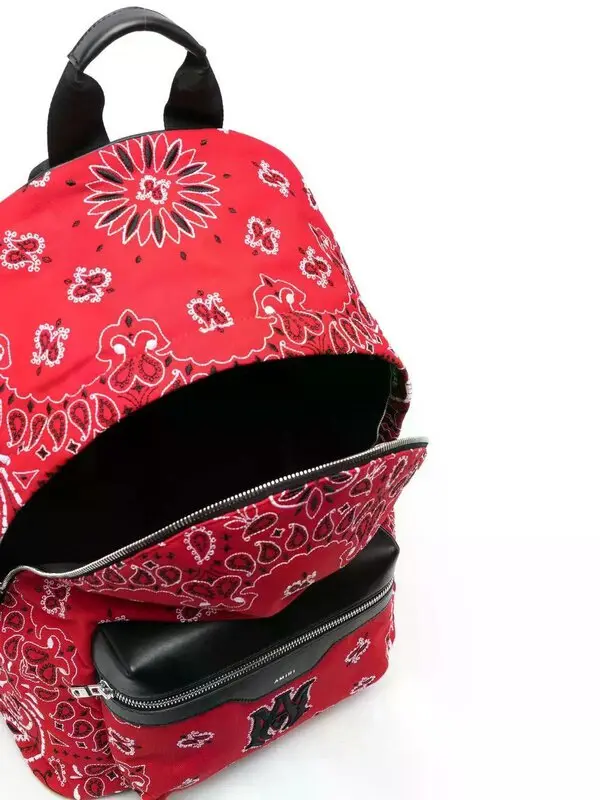 Amiri Bandana-embroidered Leather Trimmed Backpack