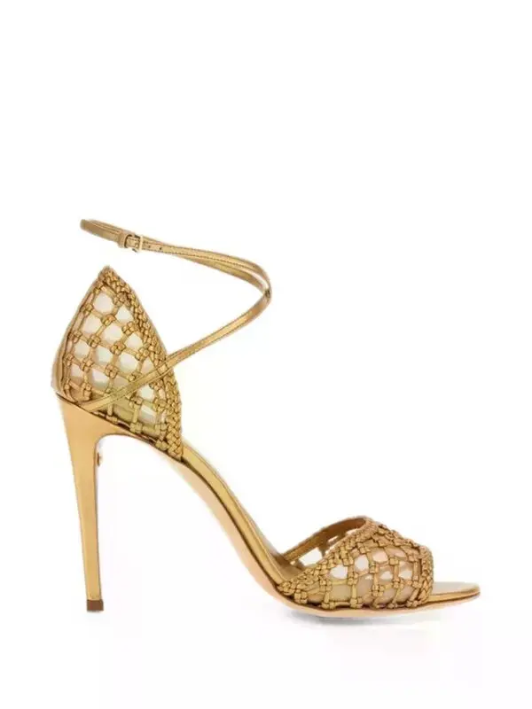 FERRAGAMO Woven Cage Sandals - Gold