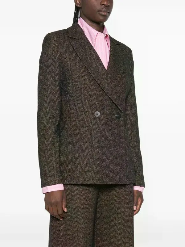 Harris Wharf London Herringbone Double-breasted Jacket