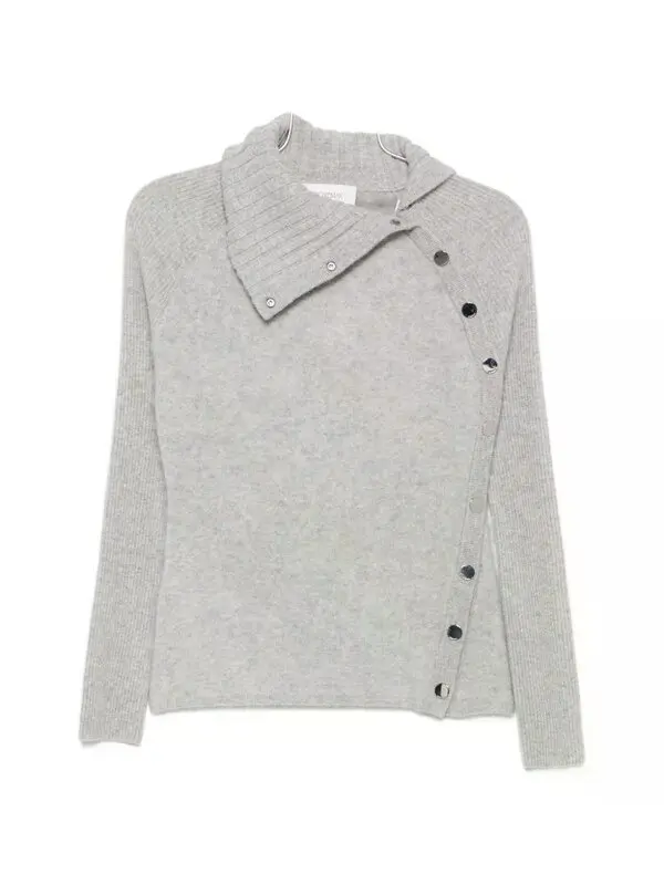 Sportmax Asymmetric Fastening Ribbed Sleeve Knit - Grey