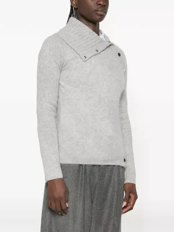 Sportmax Asymmetric Fastening Ribbed Sleeve Knit