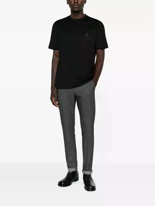 Brioni Logo-embroidered T-shirt - Black