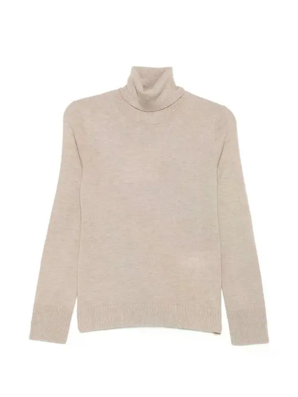 Sportmax Roll-neck Knit With Elbow Patches - Neutrals