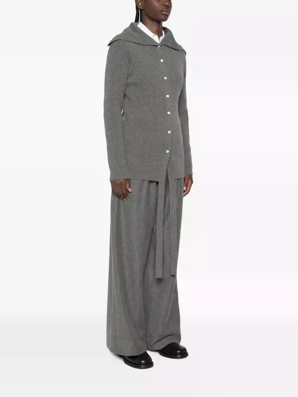 SYSTEM Ribbed-knit Sailor Collar Cardigan
