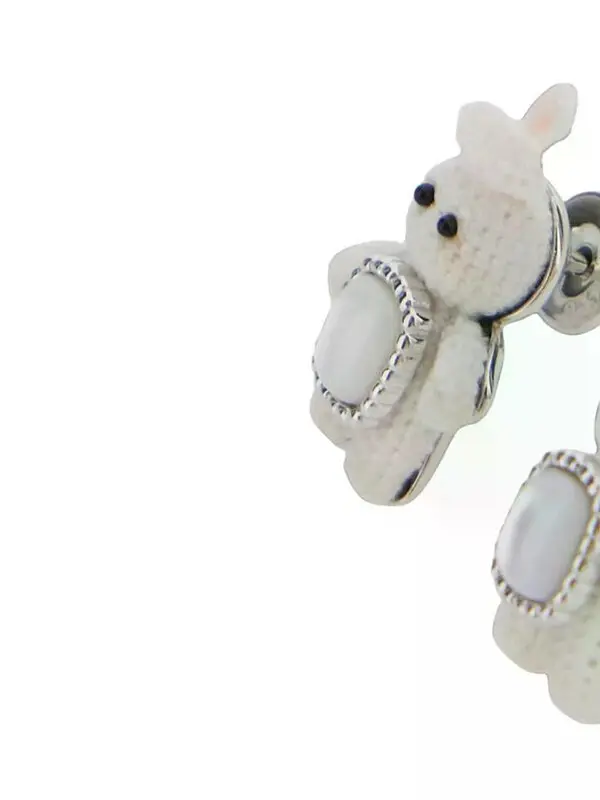 YVMIN Bunny Motif Faux Pearl Earrings - White