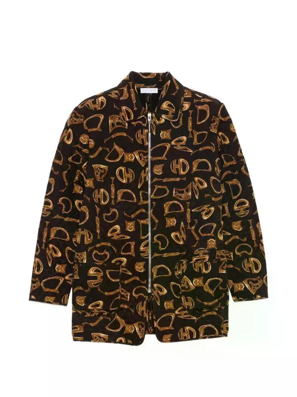 Celine 2000s Quilted Logo-print Coat