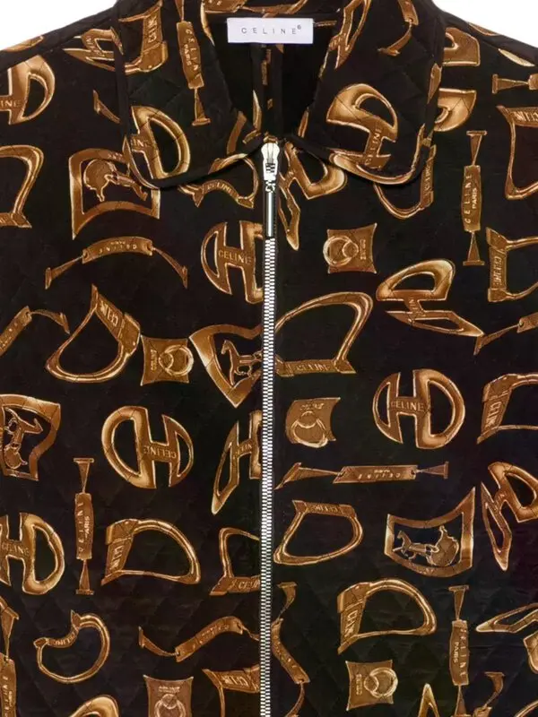 Celine 2000s Quilted Logo-print Coat