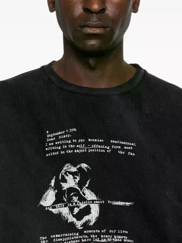 ANN DEMEULEMEESTER Graphic-print Waffle-knit T-shirt