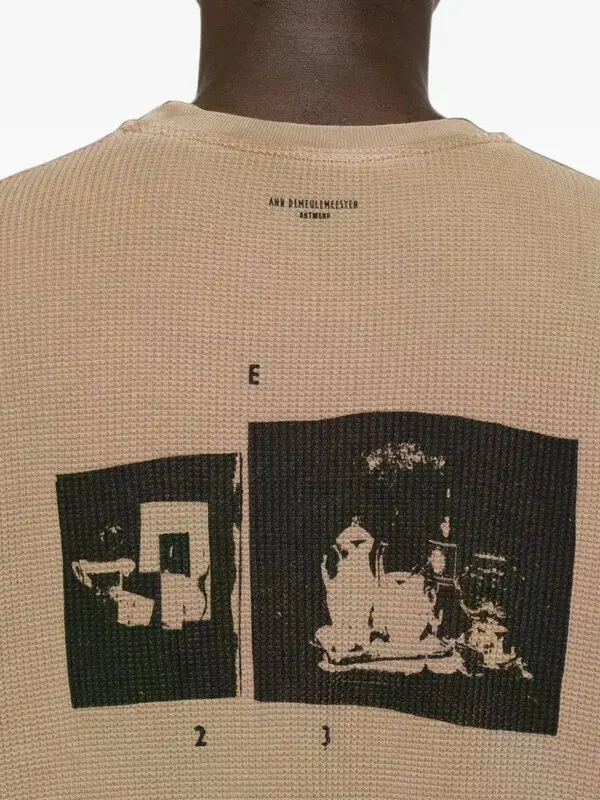 ANN DEMEULEMEESTER Graphic-print Waffle-knit Sweater