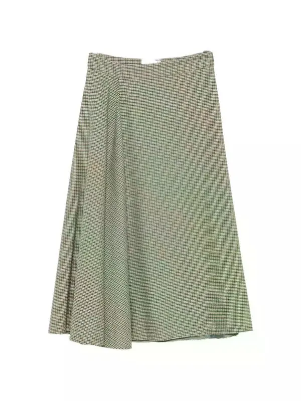 NIU Houndstooth-pattern A-line Midi Skirt - Green