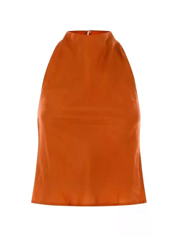 THE ROSE IBIZA Silk Halterneck Top - Orange