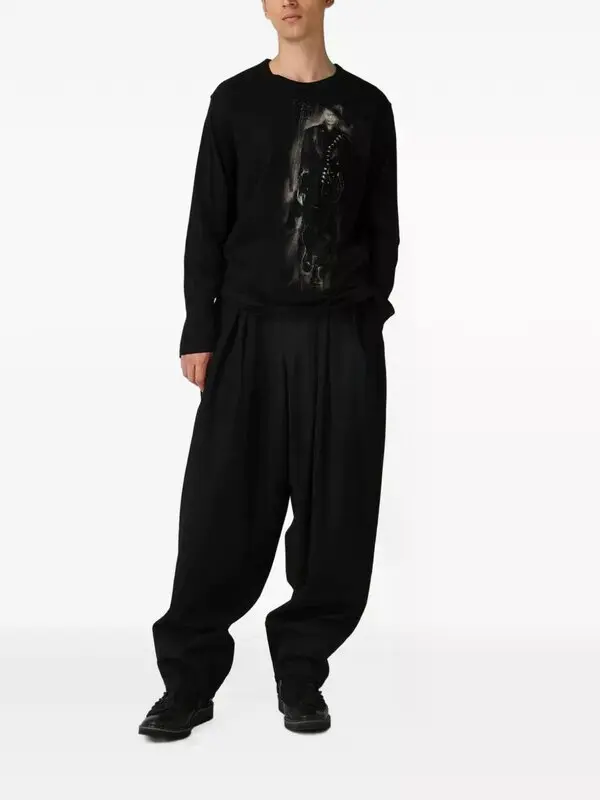 Yohji Yamamoto Graphic-print Long-sleeved T-shirt - Black