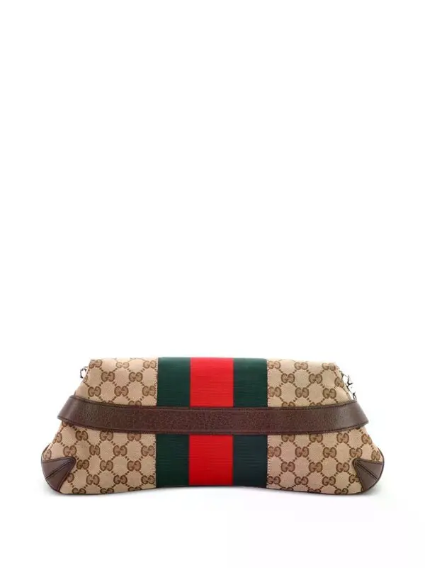 Gucci Horsebit Nm Web Chain Clutch Gg Canvas Medium Shoulder Bag