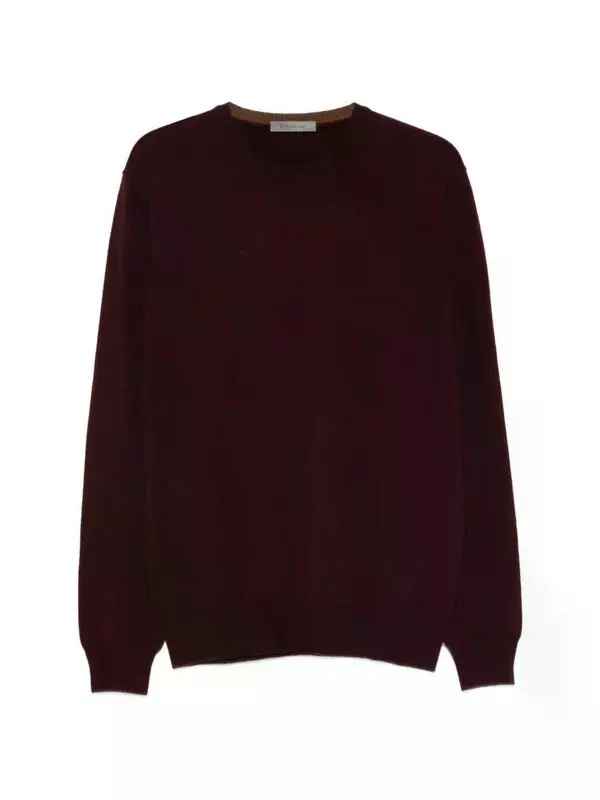 Corneliani Fine Knit Crew Neck Long Sleeve Sweater - Red