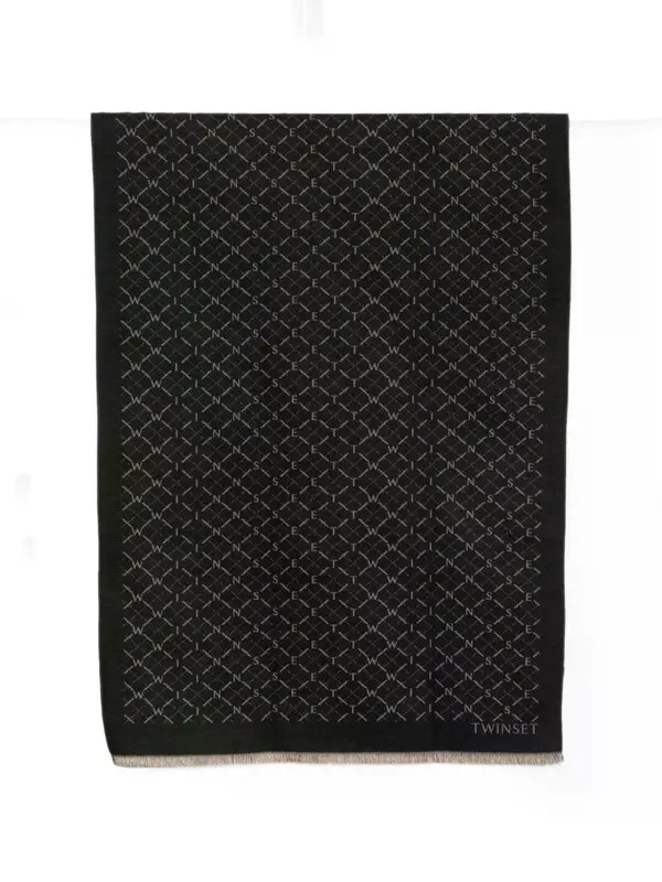 TWINSET Logo-pattern Frayed Scarf