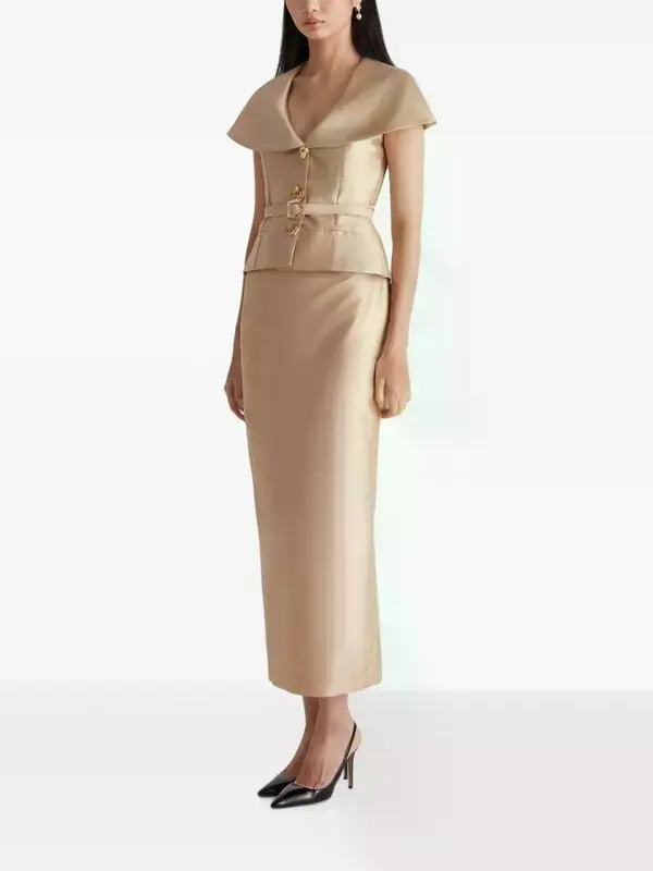VIOLANTE NESSI Manuela Belted Silk-mikado Maxi Dress