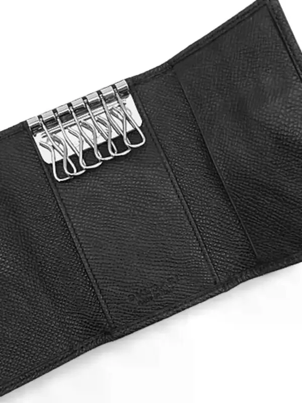 BVLGARI 2000-2026 Grained Calfskin Logo Clip Case Key Holder