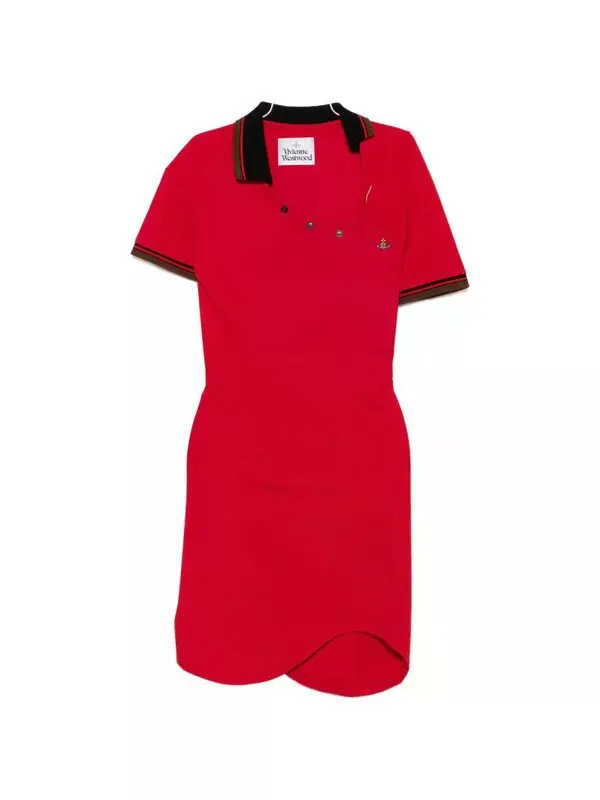 VIVIENNE WESTWOOD Asymmetric-neck Polo Mini Dress - Red