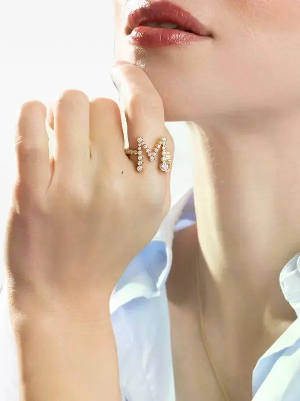 Sophie Bille Brahe M Diamond Letter Ring