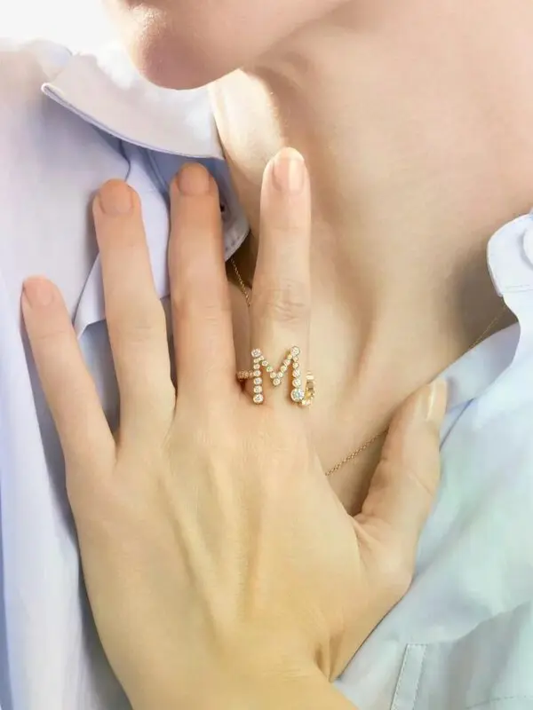 Sophie Bille Brahe M Diamond Letter Ring