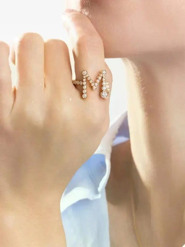 Sophie Bille Brahe M Diamond Letter Ring