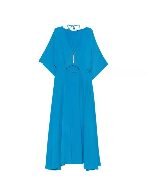 SIMONA CORSELLINI V-neck Midi Dress With Cut-out Detail - Blue