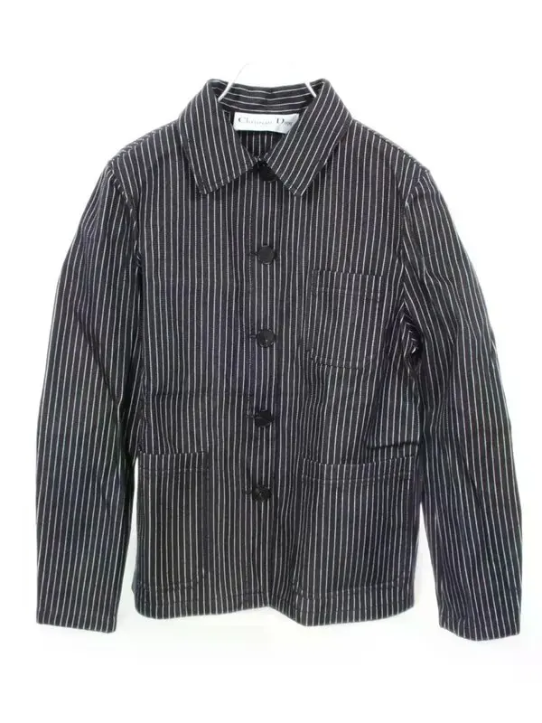 Dior Striped Cotton Shirt Jacket With Bee Embroidery - Blue