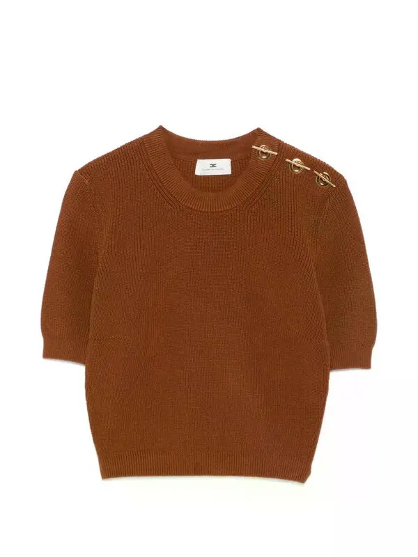 Elisabetta Franchi Logo-plaque Ribbed Top - Brown