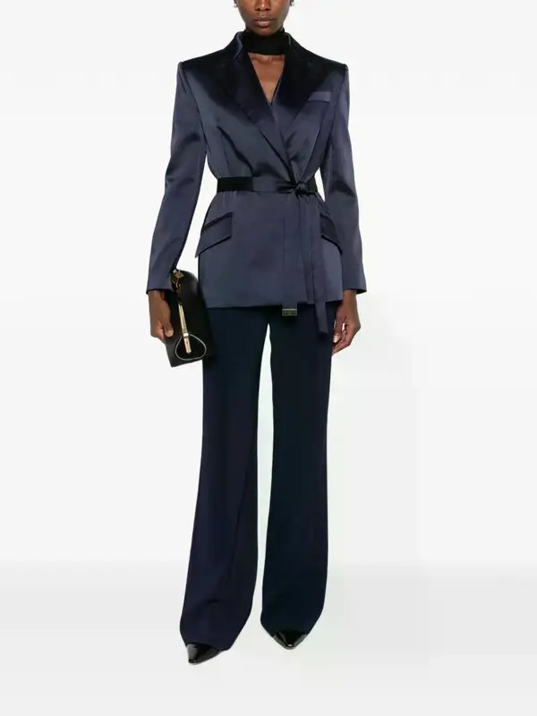 Elisabetta Franchi Satin-finish Belted Blazer