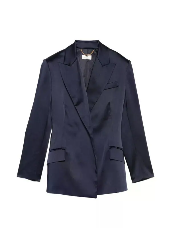 Elisabetta Franchi Satin-finish Belted Blazer - Blue