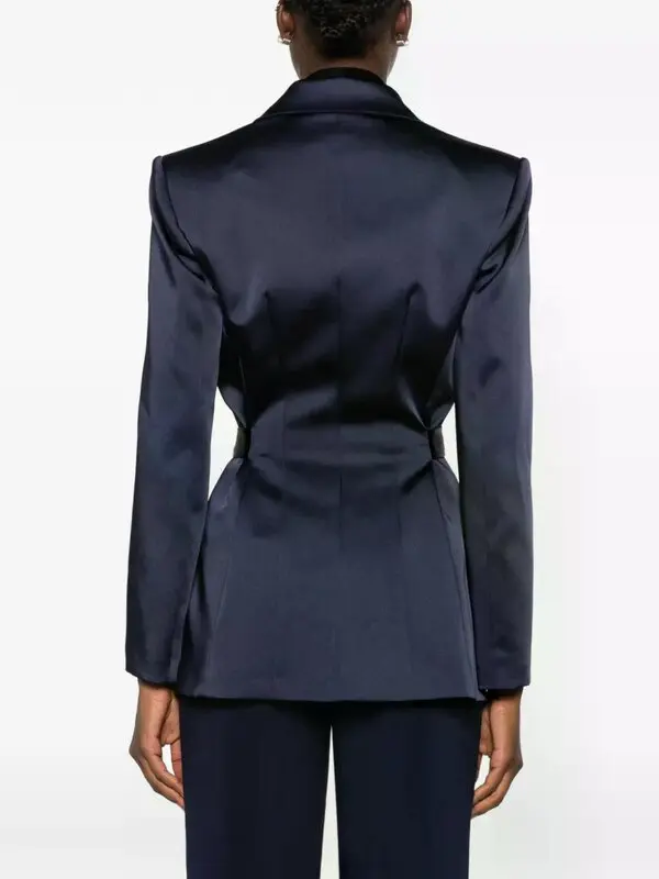 Elisabetta Franchi Satin-finish Belted Blazer - Blue