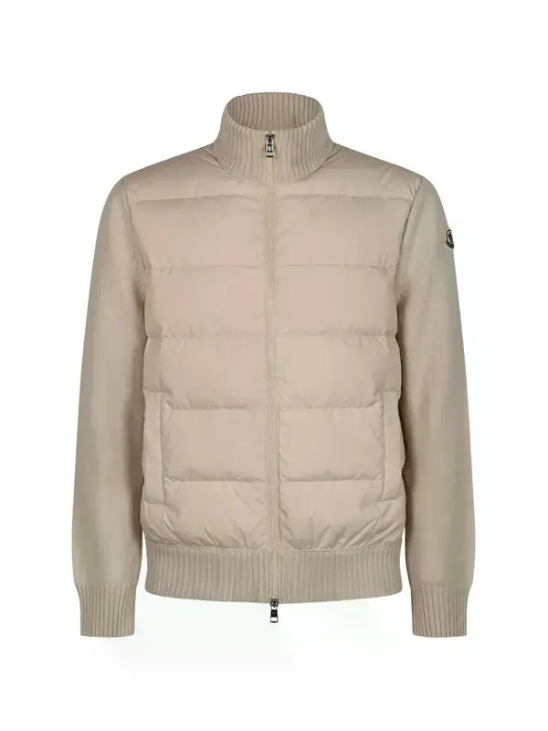 Moncler Padded Wool Zip-up Cardigan - Neutrals