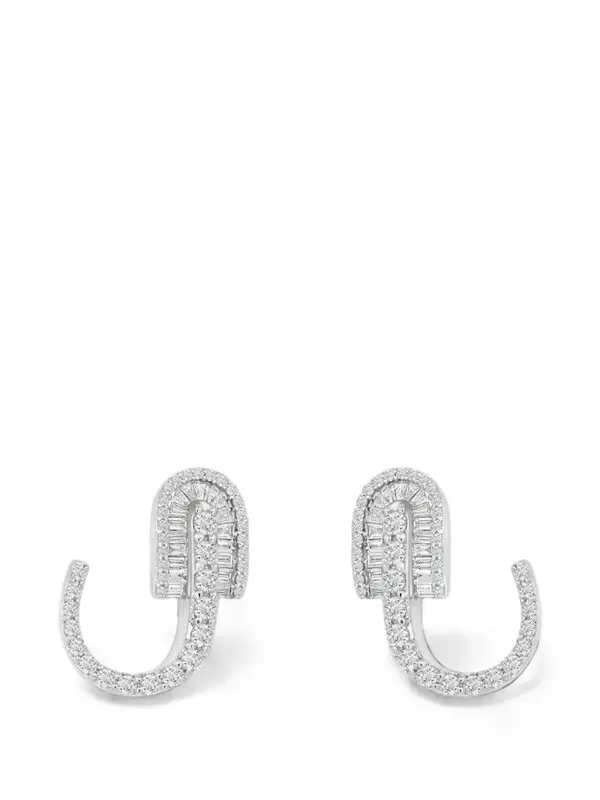 U LOS ANGELES U Huggie Diamond Earrings - Silver