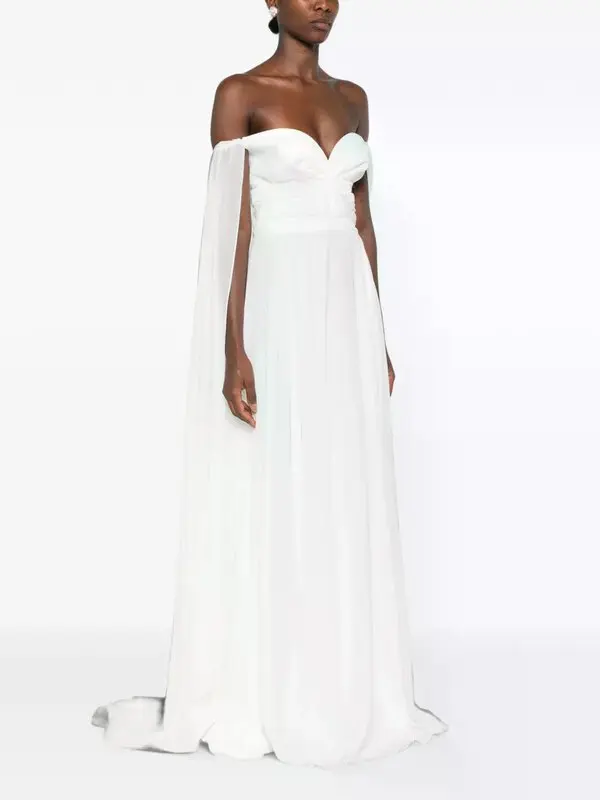 ALESSANDRO LEGORA Off-shoulder Ruched-bodice Maxi Dress