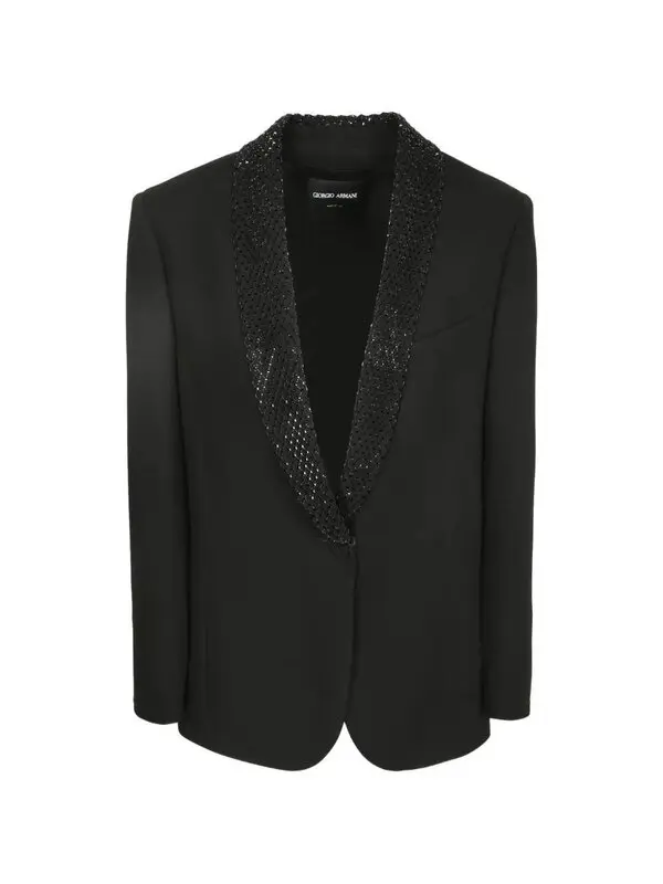 Giorgio Armani Bead-embellished Shawl-lapel Blazer - Black