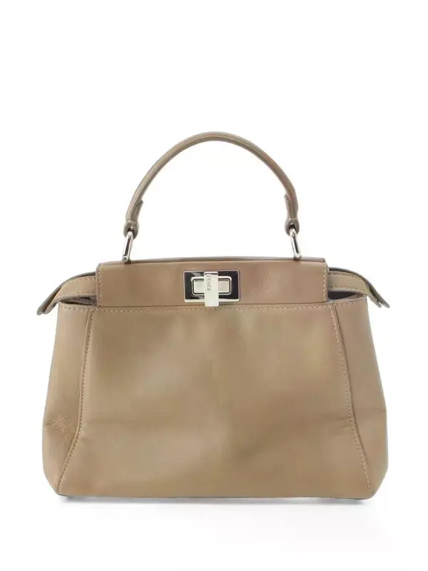 Fendi 2010-2026 Mini Leather Iconic Peekaboo Satchel - Neutrals