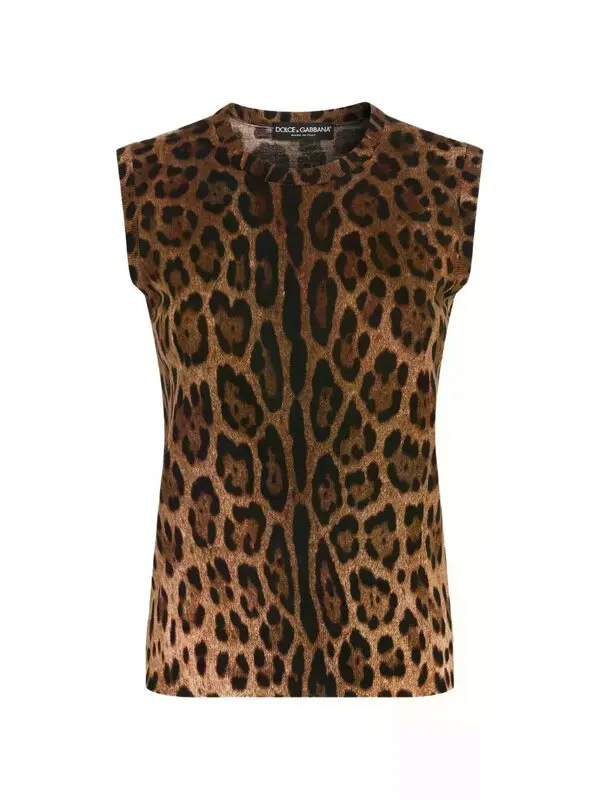 Dolce & Gabbana Leo-print Wool Top - Neutrals