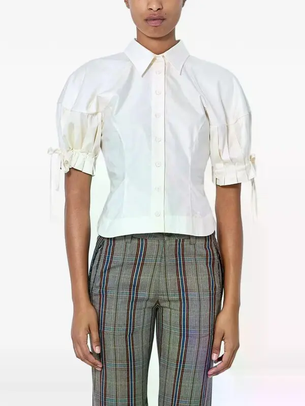 VIVIENNE WESTWOOD Pleated Sleeve Cotton Shirt - Neutrals