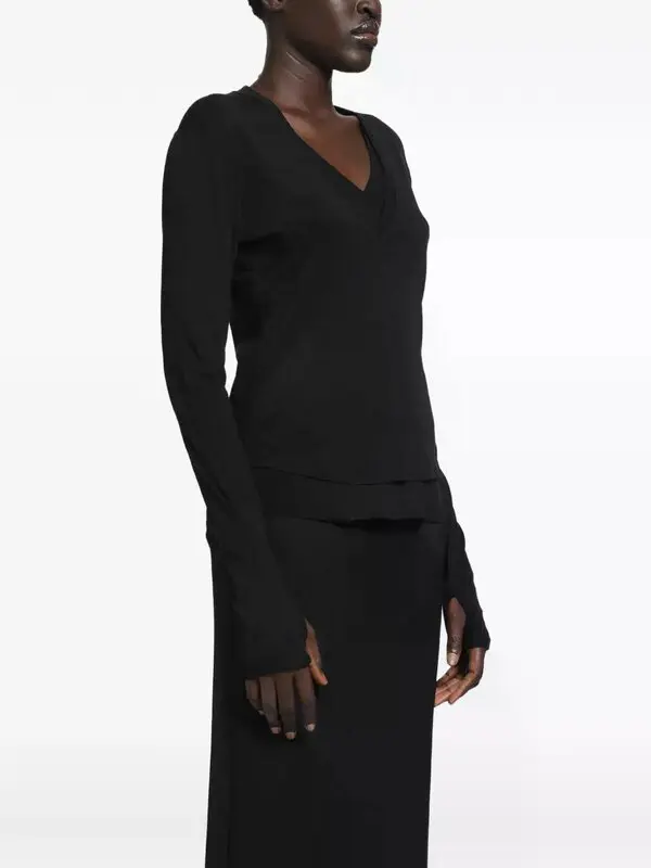 THOM KROM Layered-detail V-neck T-shirt