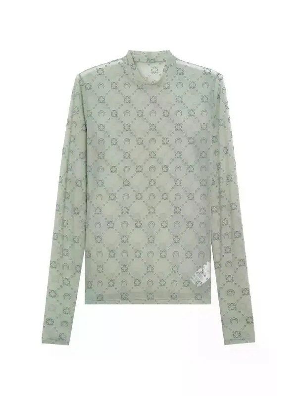 MARINE SERRE Moon-pattern Long-sleeve Top - Green