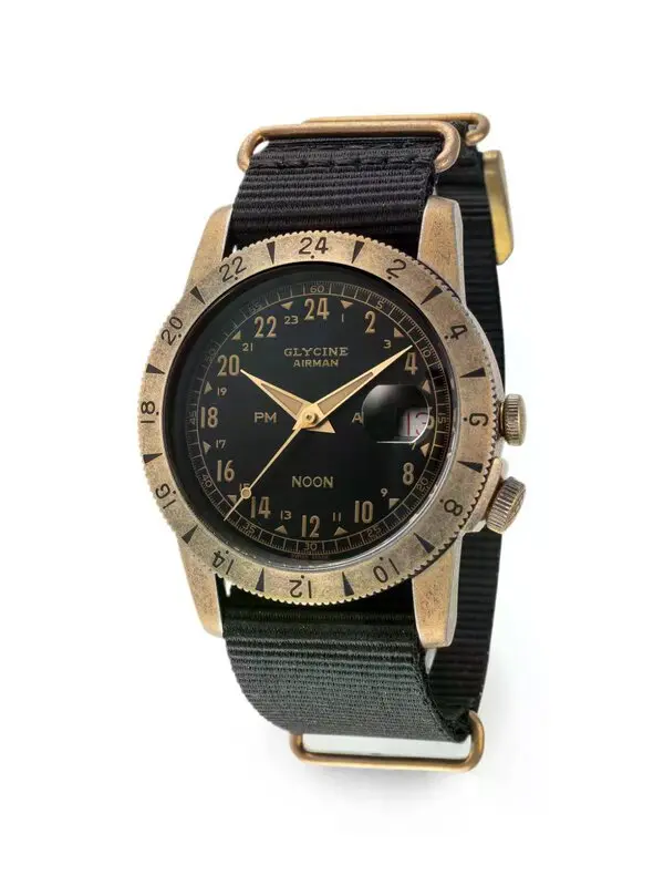 GLYCINE Airman Vintage Noon 40mm Watch - Black