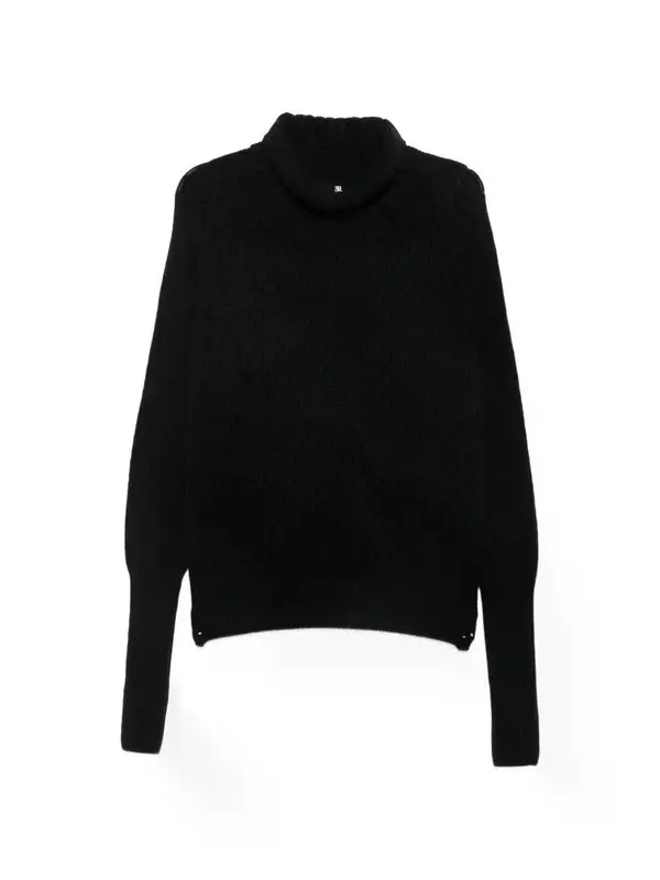 Ermanno Scervino Perforated Knit Roll-neck Sweater - Black