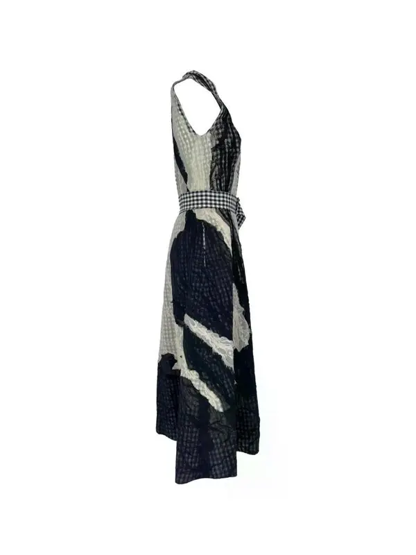 Bottega Veneta Gingham Print Belted Midi Dress