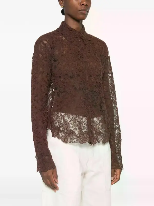 Ermanno Scervino Lace-overlay Long-sleeve Shirt